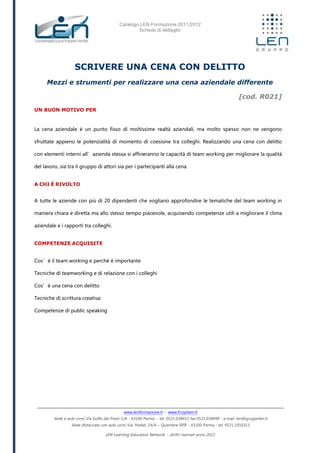 Scrivere una cena con delitto - Scheda corso LEN | PDF