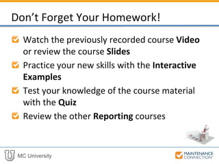 R03 | Basics of Reporting - Report Setup Part 1 (MCUI) | PPT