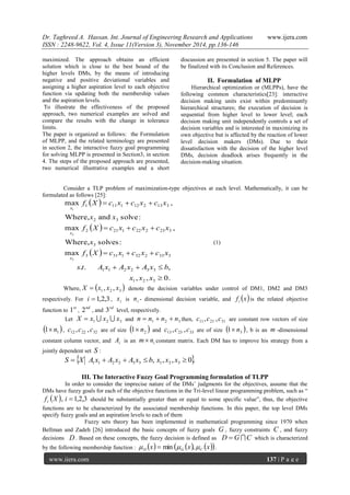 Interactive Fuzzy Goal Programming approach for Tri-Level Linear Programming Problems | PDF