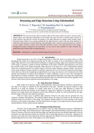 Denoising and Edge Detection Using Sobelmethod | PDF