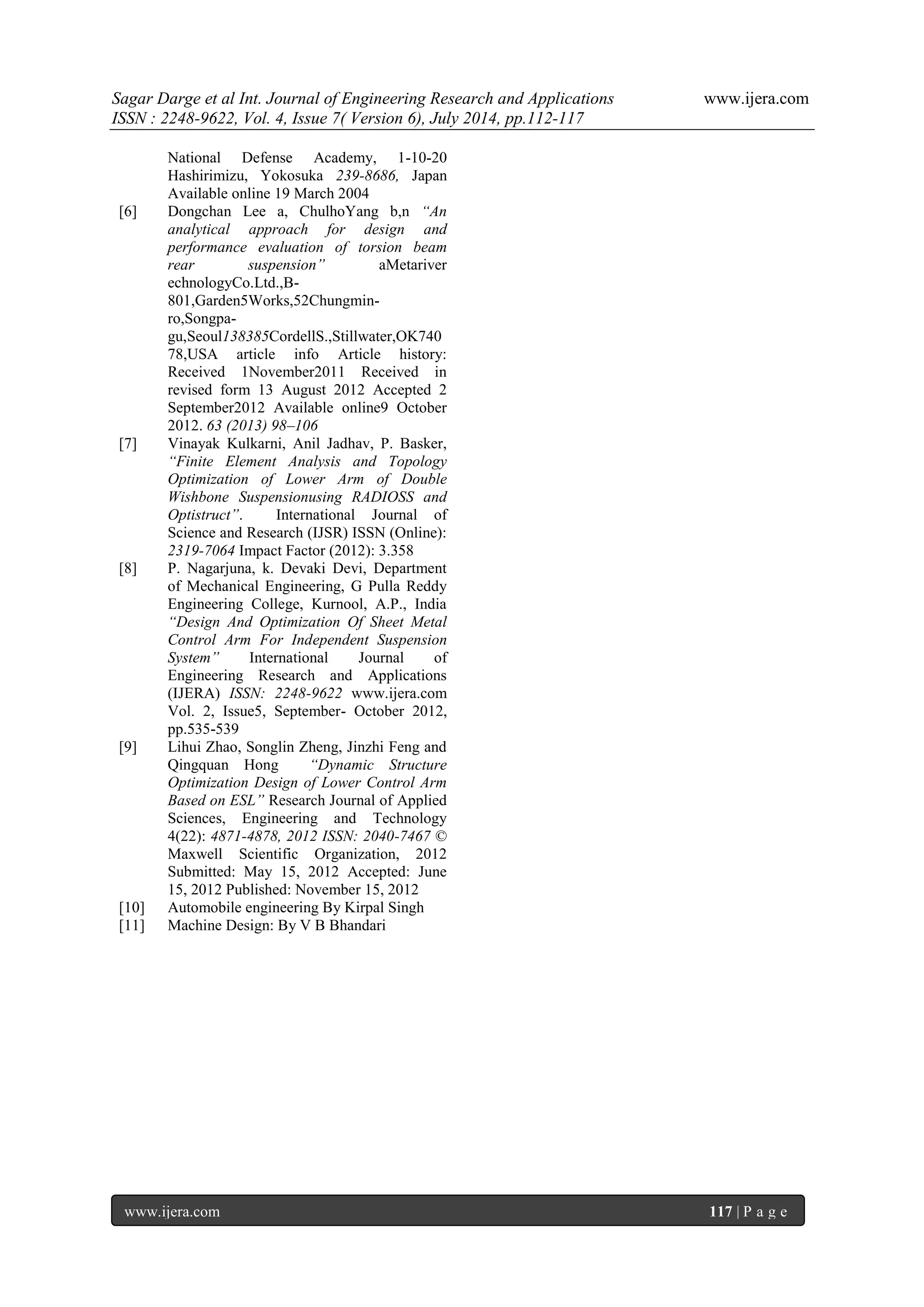 Finite Element Analysis and Topography Optimization of Lower Arm of ...