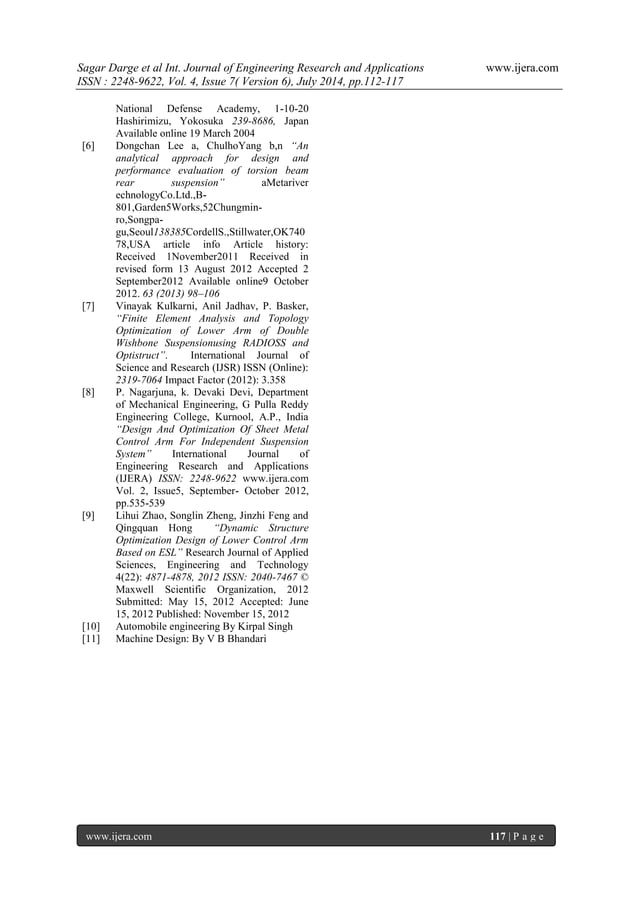 Finite Element Analysis and Topography Optimization of Lower Arm of Double Wishbone Suspension ...