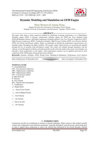 Dynamic Modeling and Simulation on GE90 Engine | PDF