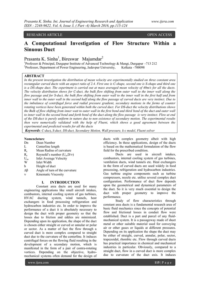 A Computational Investigation of Flow Structure Within a Sinuous Duct | PDF