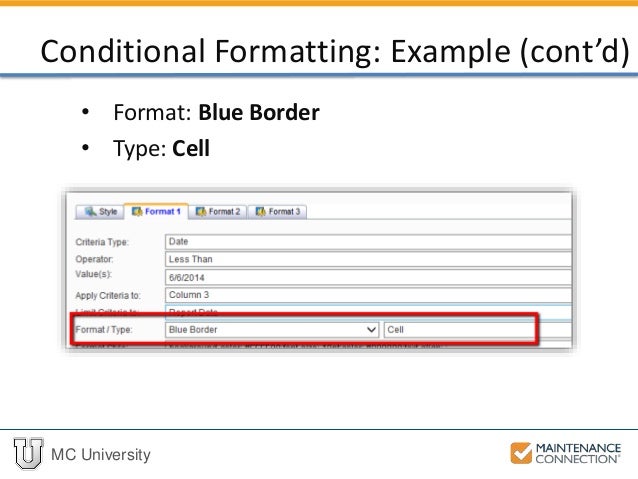 R06 Intermediate Reporting Conditional Formatting Mcu