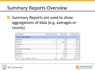 R10 - Advanced Reporting: Report Setup and Summary Reports (MCU) | PPT