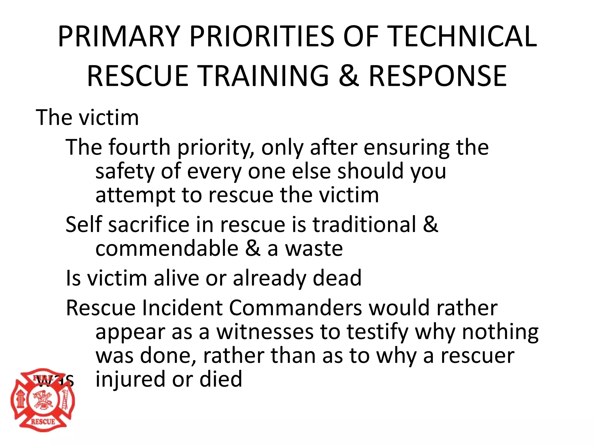 INTRODUCTION TO TECHICIAL RESCUE | PPTX | First Aid | Injuries