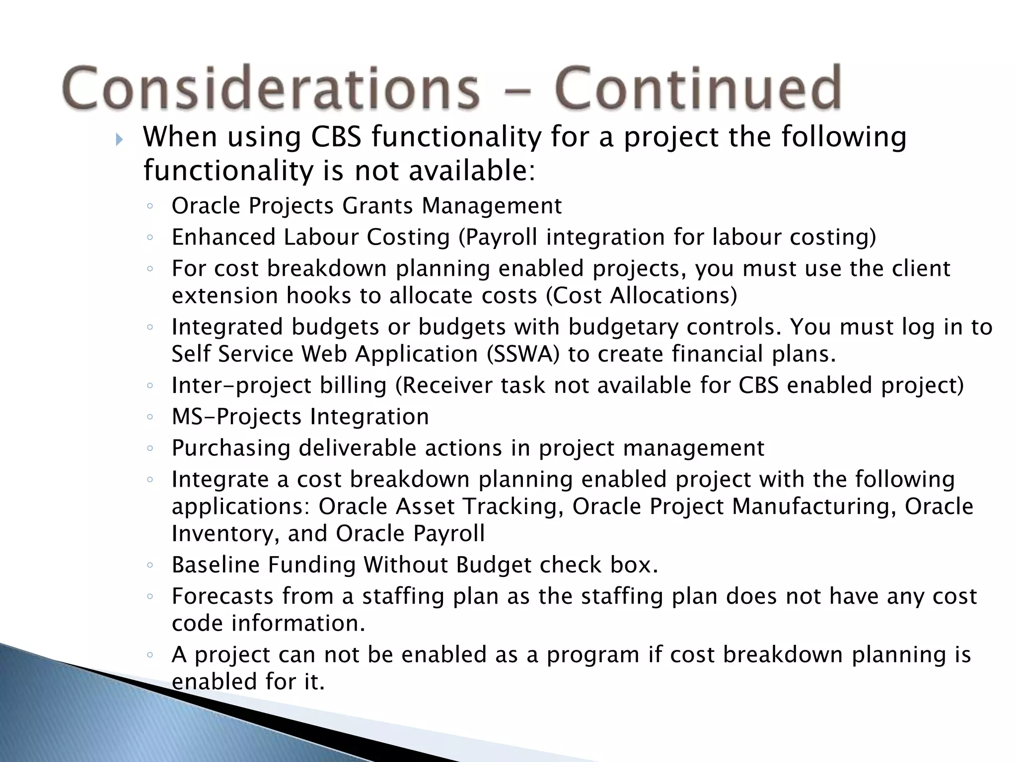 R12.2.2 oracle projects cost break down structure overview | PPTX