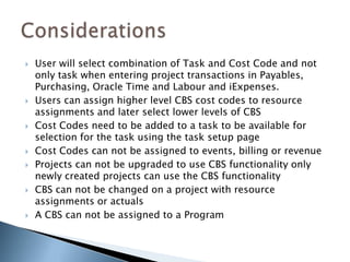 R12.2.2 oracle projects cost break down structure overview | PPTX