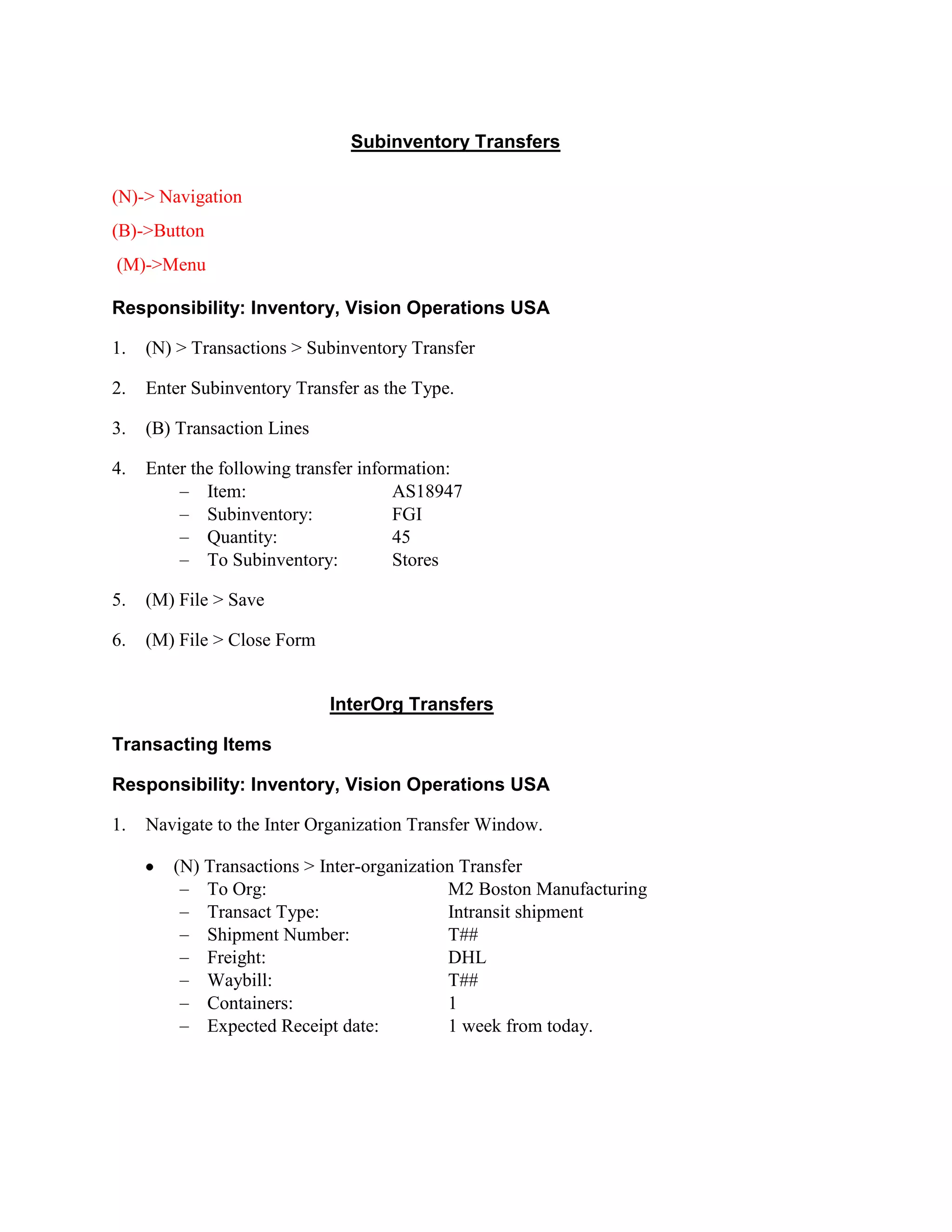 R12 subinventory transfer and inter org transfers | DOC