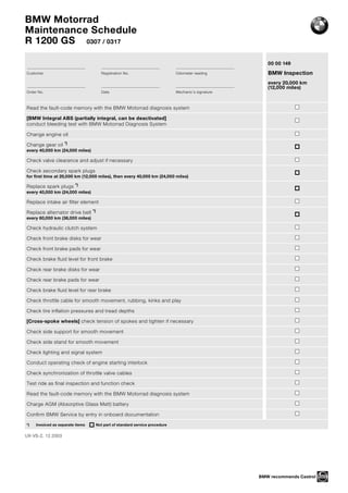 R1200 Gs Maintenance Schedules | PDF