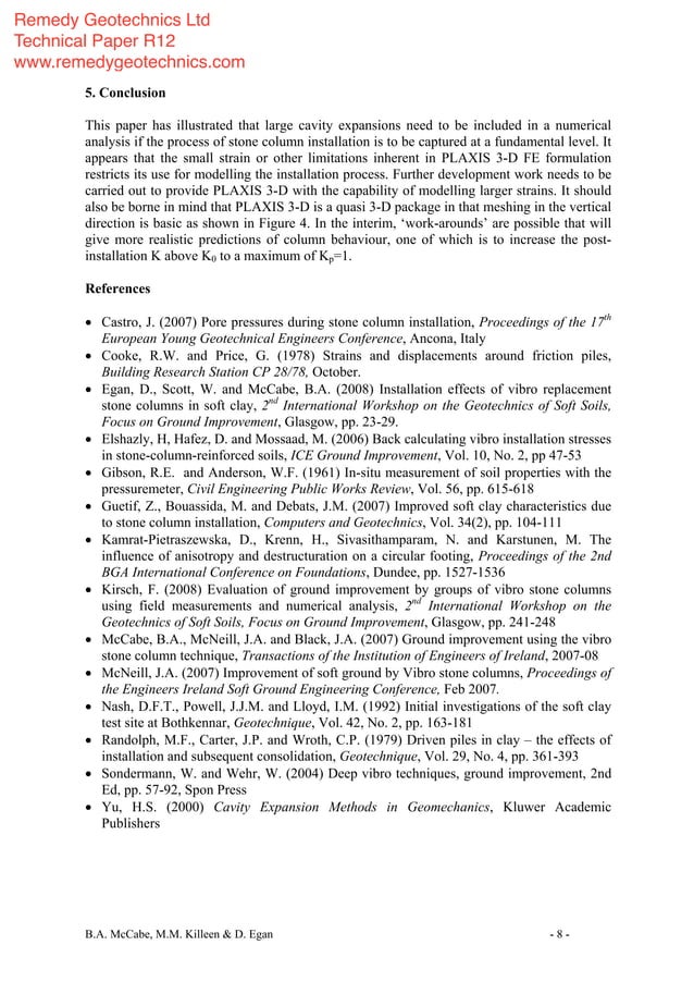 "Challenges Faced in 3-D Finite Element Modelling of Stone Column Construction" | PDF