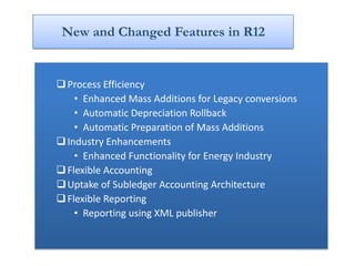 Oracle R12 Fixed Assets Changes From 11i | PDF