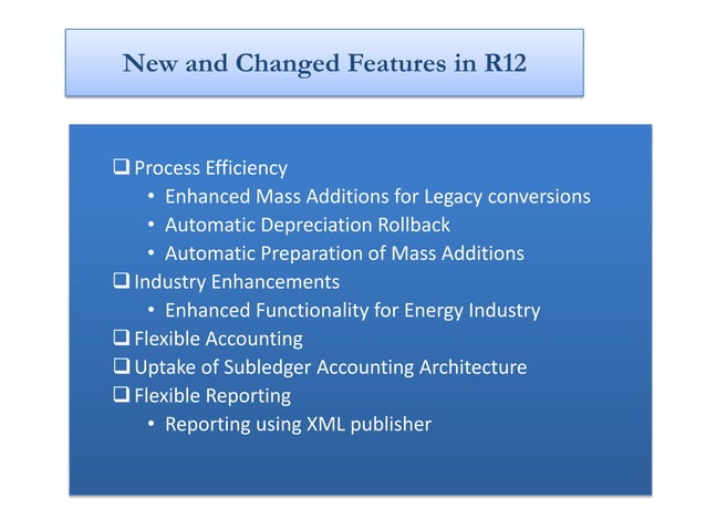 Oracle R12 Fixed Assets Changes From 11i | PDF