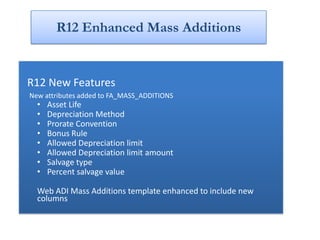 Oracle R12 Fixed Assets Changes From 11i | PDF