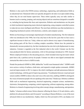 Importance of Robots in Mechatronics | DOCX