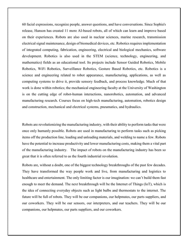 Importance of Robots in Mechatronics | DOCX