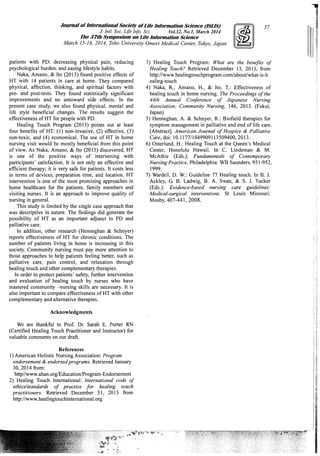 R175 Naka, R., Amano, H., & Ito, T. (2014). A case study of healing touch on Parkinson’s disease ...
