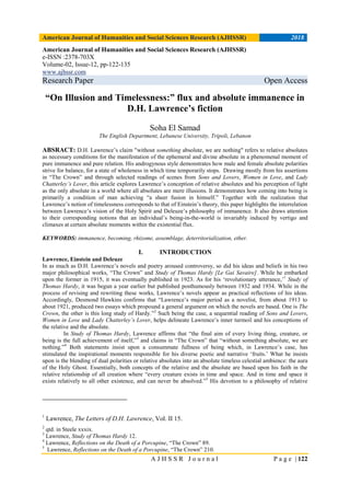 “On Illusion and Timelessness:” flux and absolute immanence in D.H ...