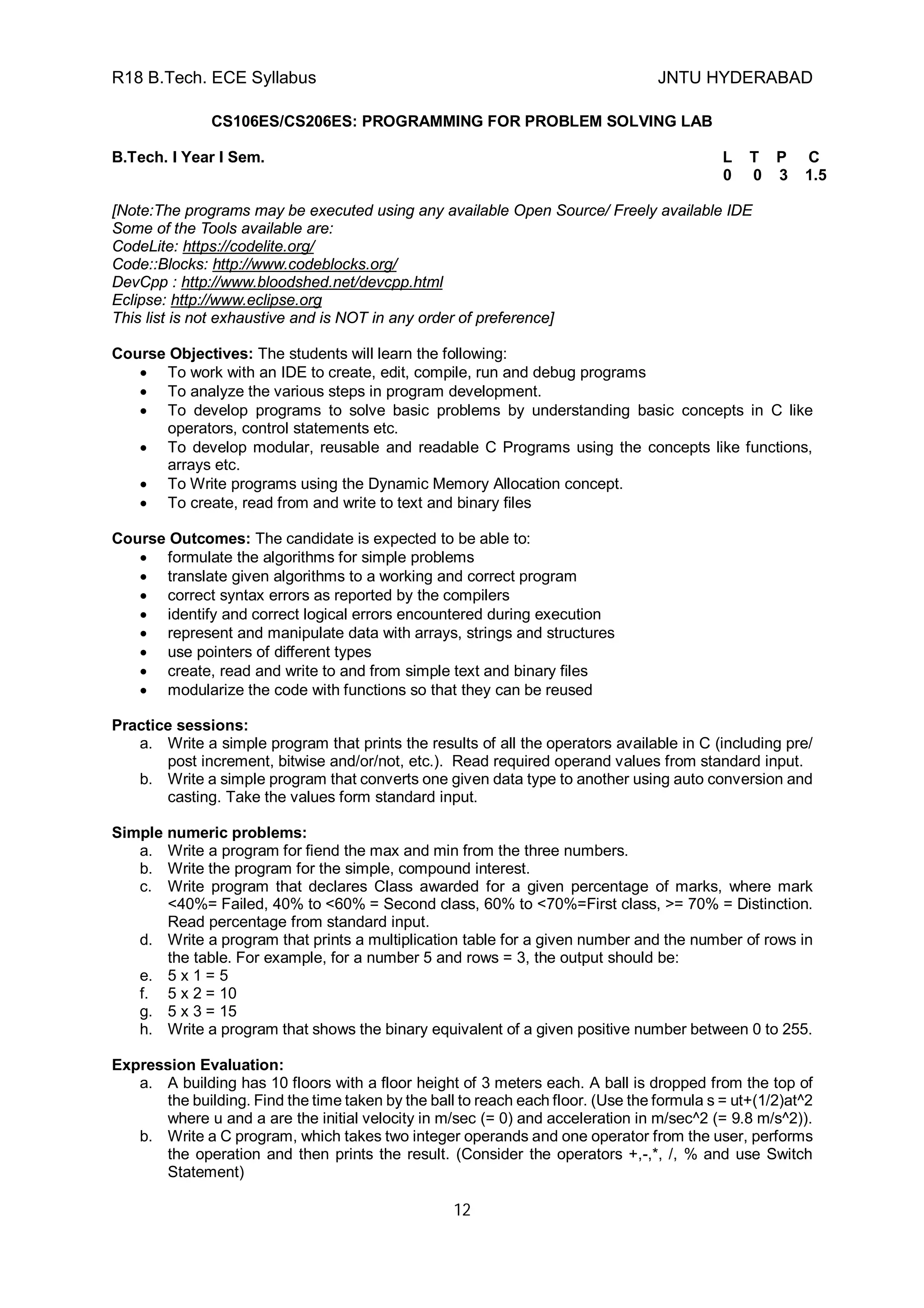 R18 b.tech.ece syllabus1 | PDF