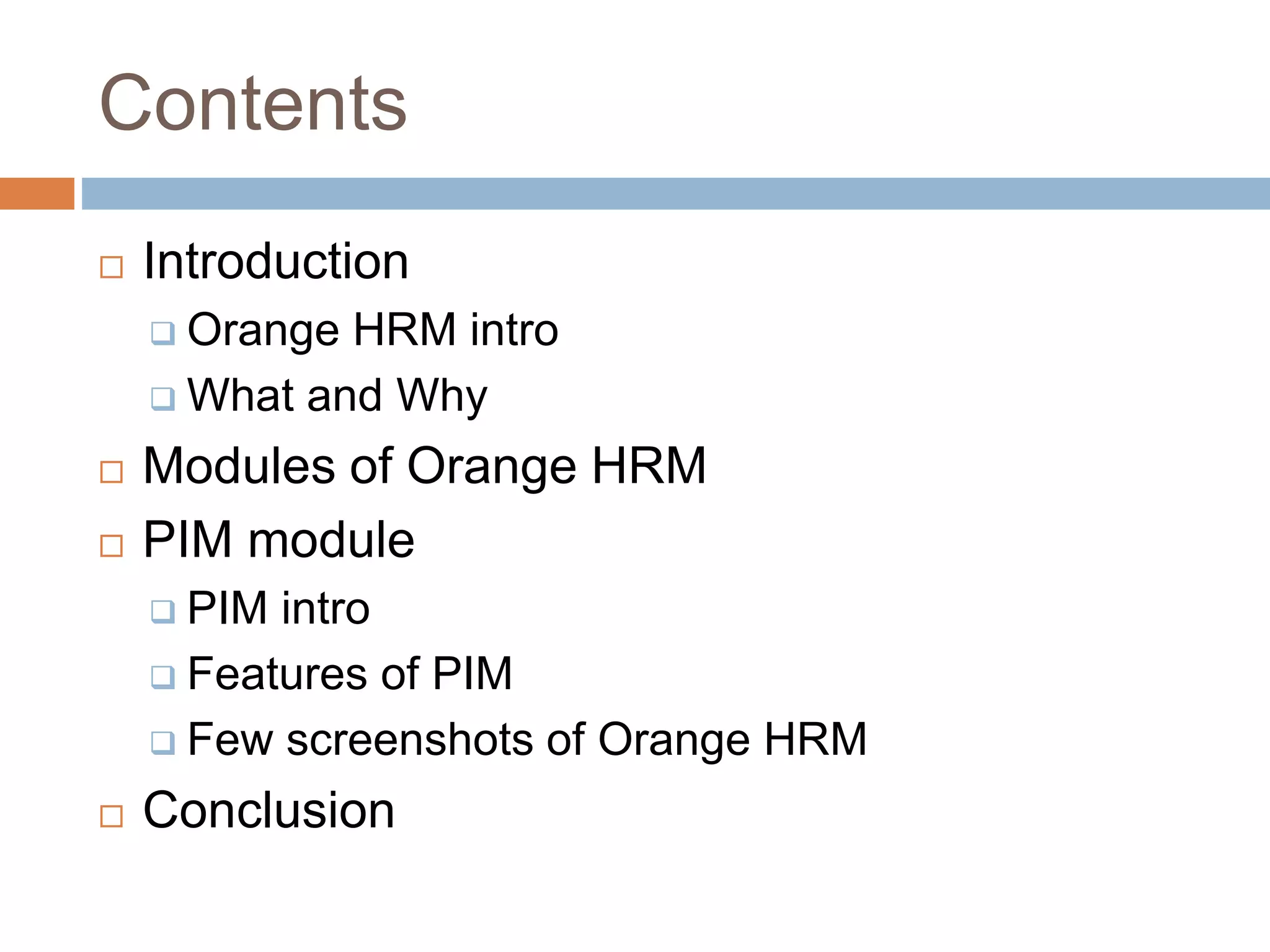 Orange hrm pim module | PPTX