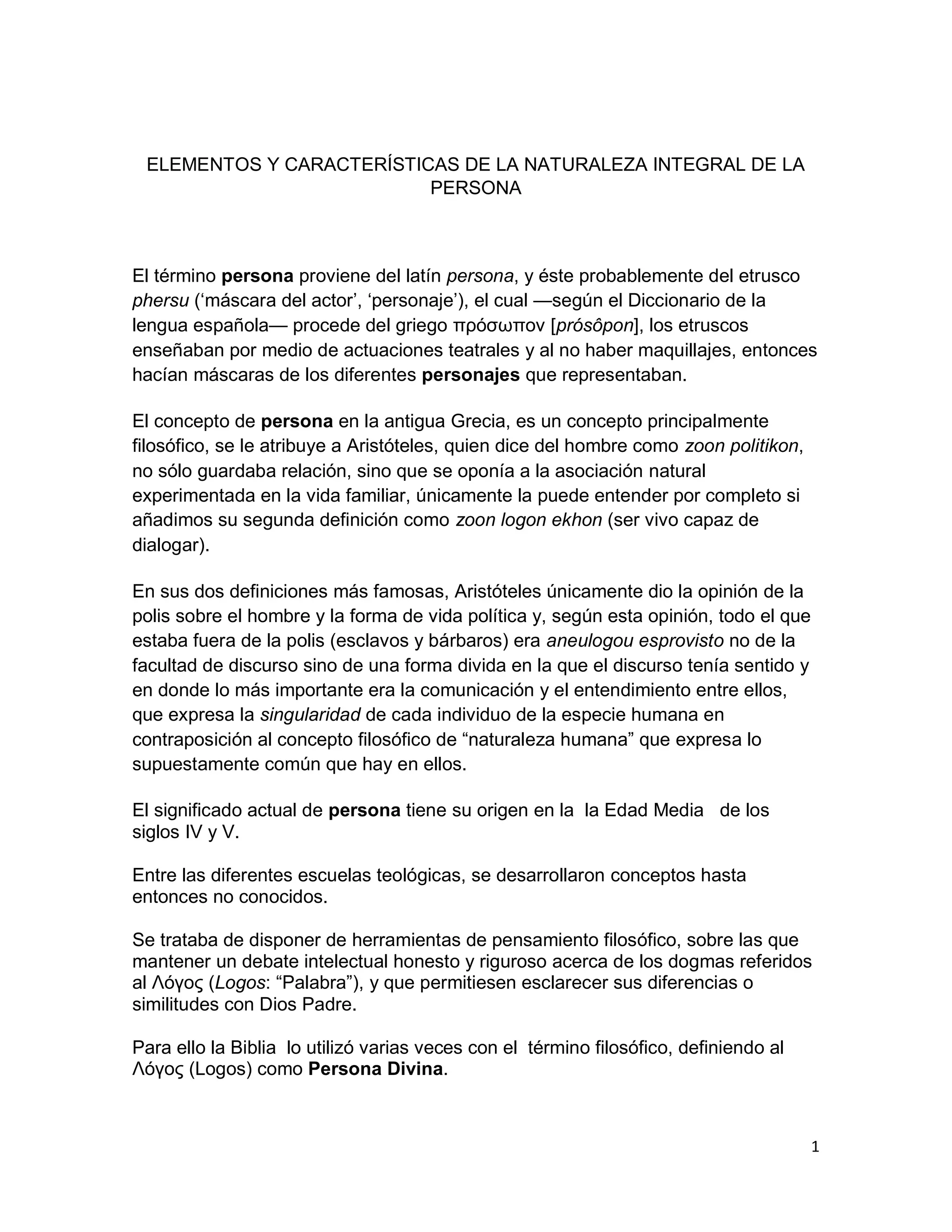 R 1 SEM 1 ELEMENTOS Y CARACTERÍSTICAS DE LA NATURALEZA INTEGRAL DE LA ...