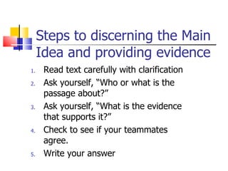 R2.3 A Discern Main Ideas Provide Evidence | PPT