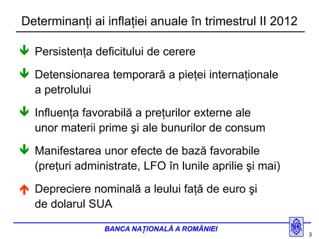 Raport BNR asupra inflatiei - august 2012 | PPT