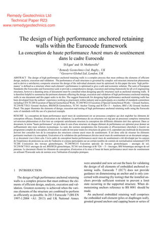 "The Design of High Performance Anchored Retaining Walls within the ...