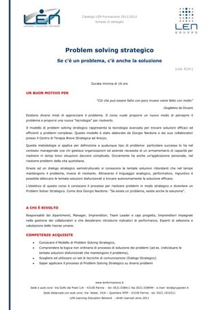 Problem solving strategico - Scheda corso LEN | PDF