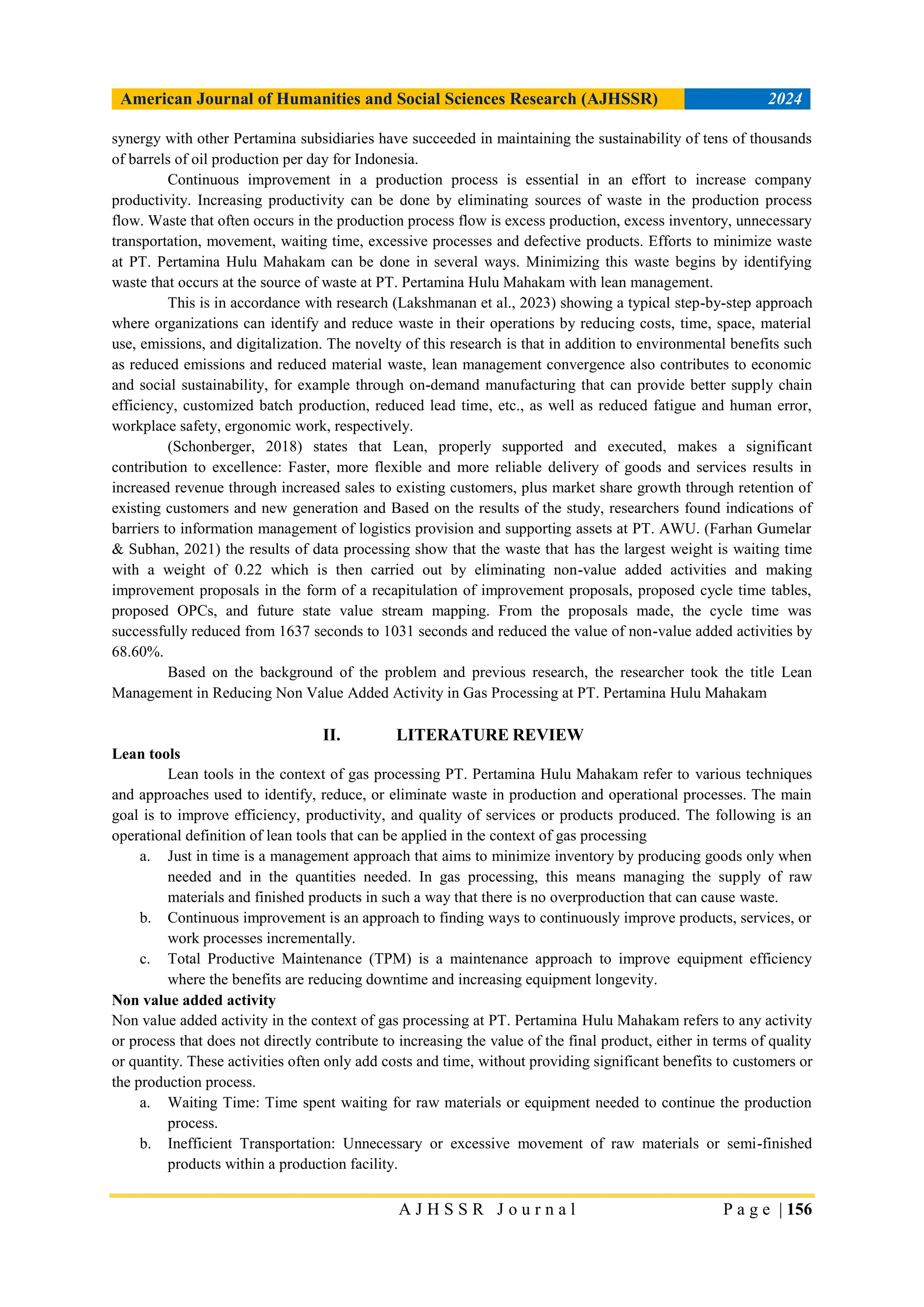 The Effect Of Lean Tool In Reducing Non-Value Added Activities In Gas ...