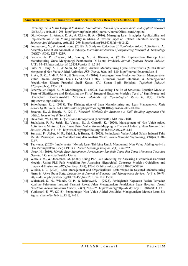 The Effect Of Lean Tool In Reducing Non-Value Added Activities In Gas Processing PT. Pertamina ...