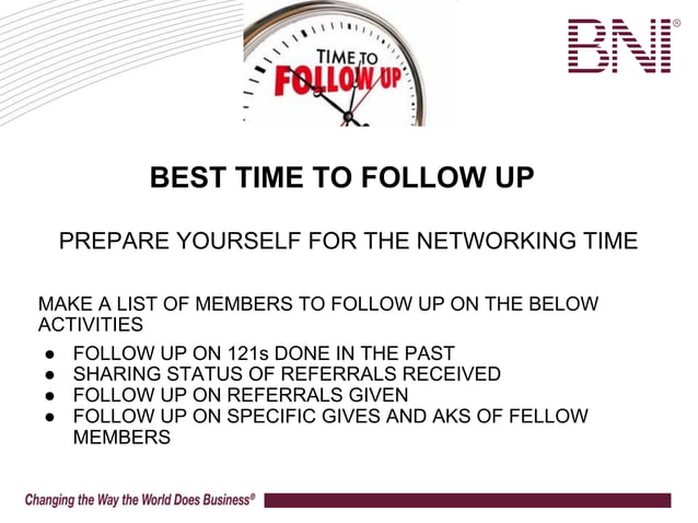 BNI networking time | PDF
