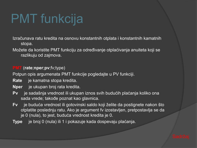 R2 MS Excel - Finansijske funkcije u Exel-u | PPTX