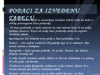 R2 MS Excel - Izvedene tabele - Tamara Kršić | PPT