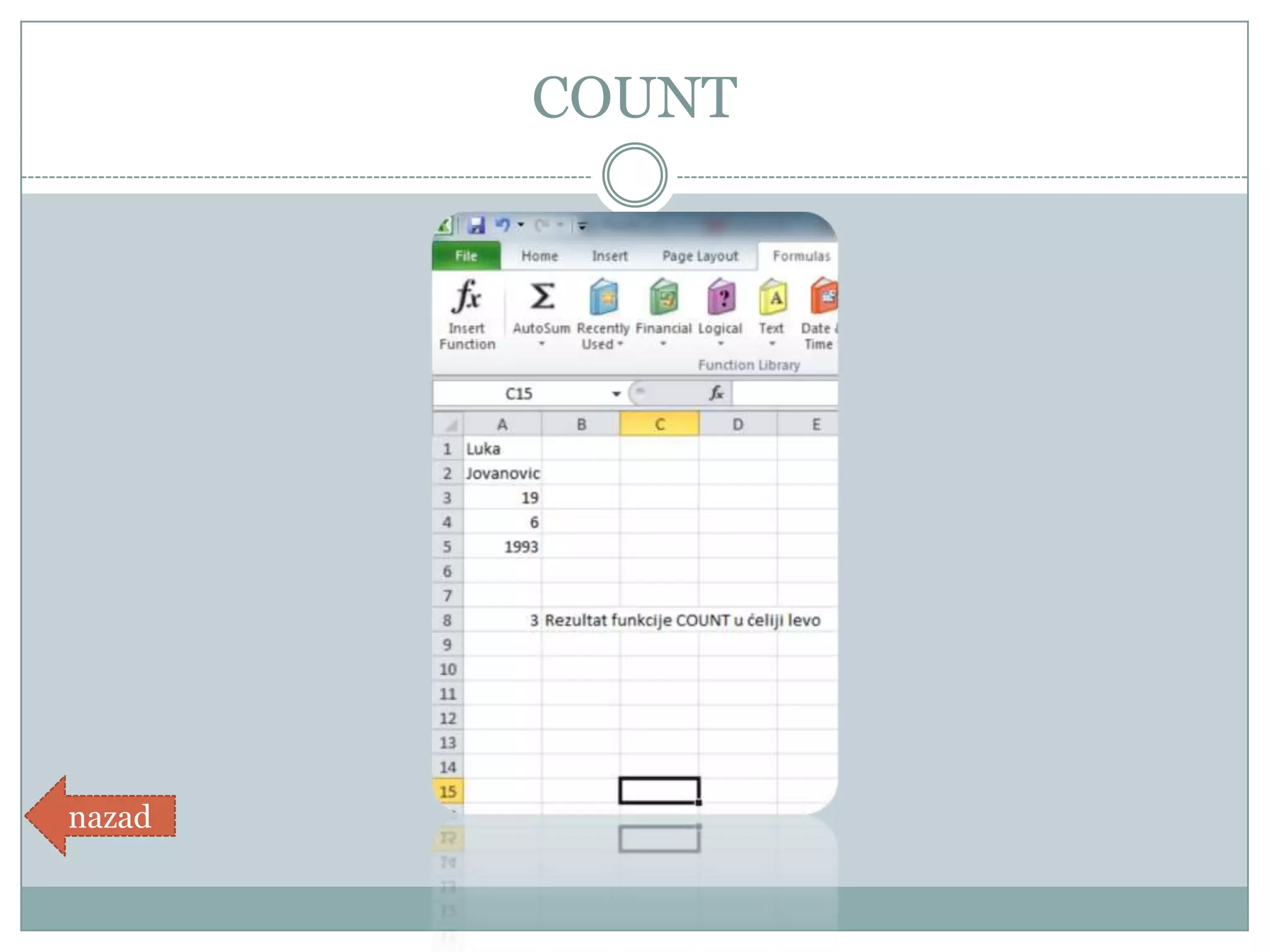 R2 MS Excel - Osnovne statističke funkcije u Excel-u - Luka Jovanović | PPTX