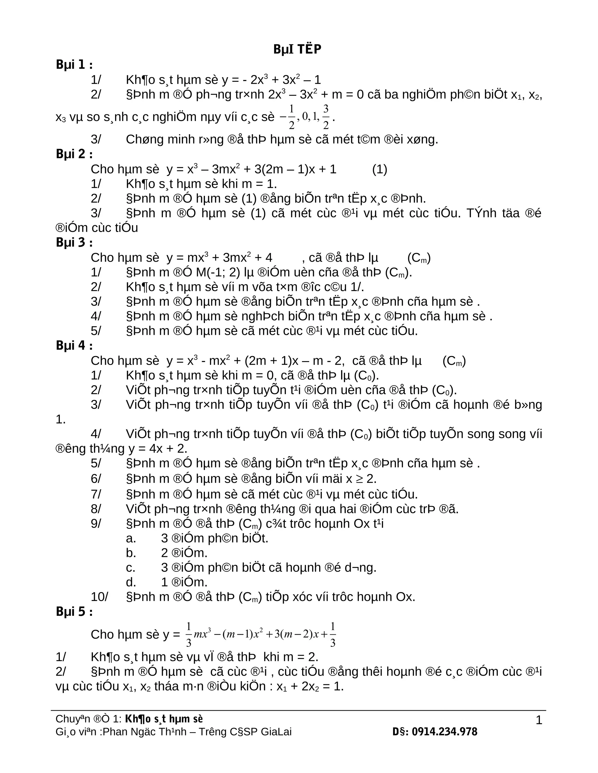 Chuyen de khao sat ham so | PDF