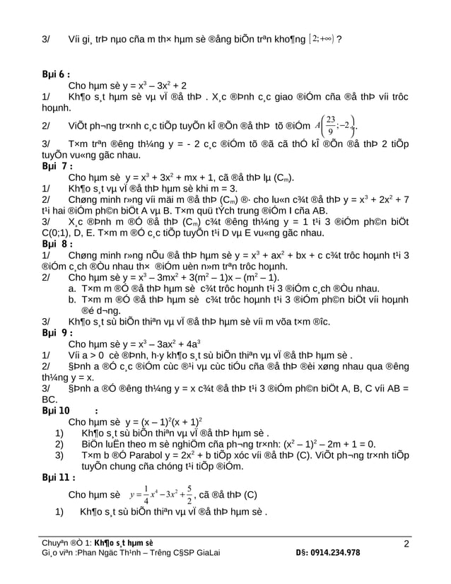 Chuyen de khao sat ham so | PDF