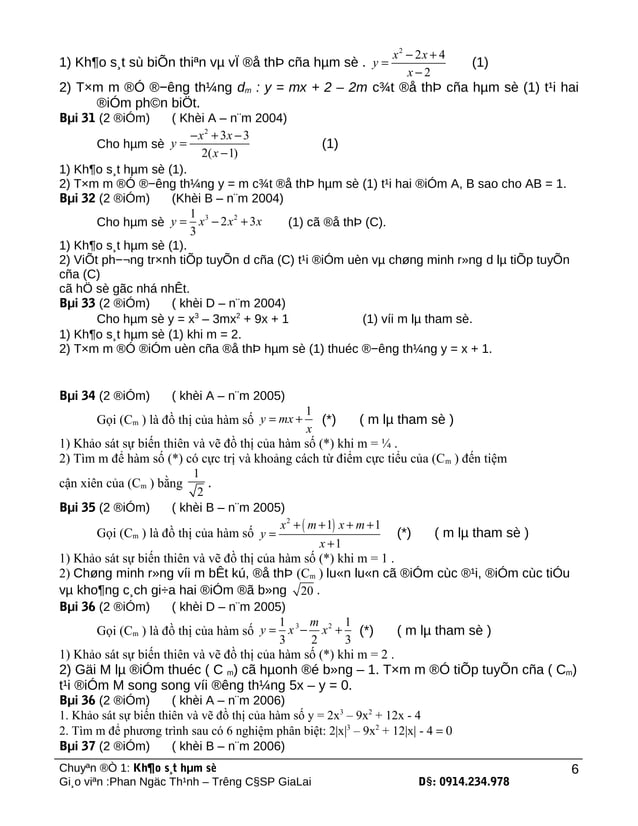 Chuyen de khao sat ham so | PDF