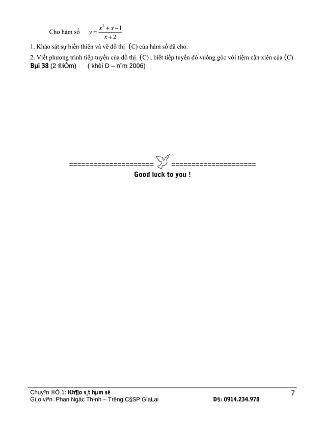 Chuyen de khao sat ham so | PDF