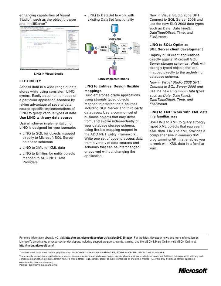 R2 microsoft linq datasheet