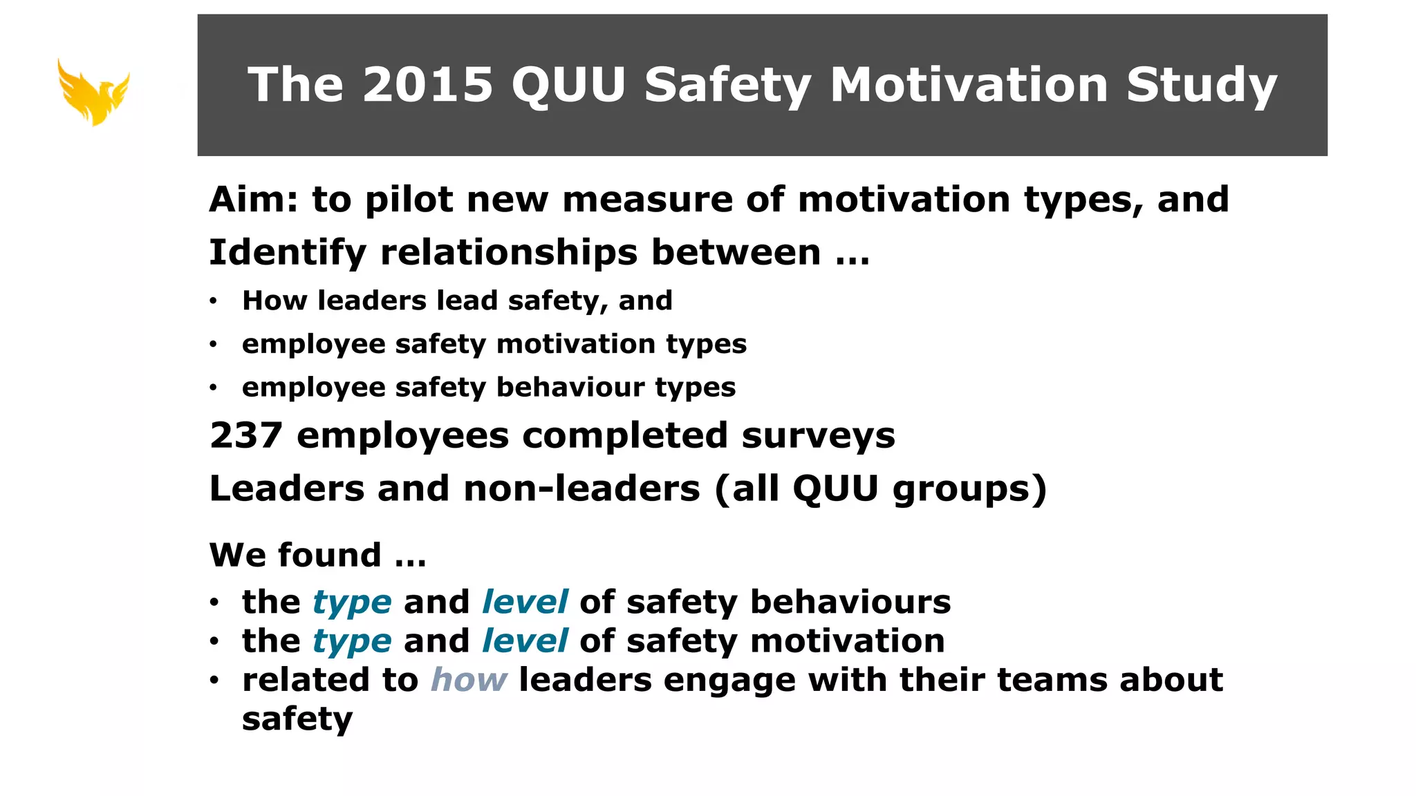 Enabling safety motivation: Why the type of motivation matters! | PPT
