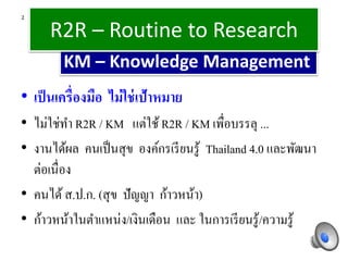 คุณค่าของ R2R และ KM แบบหยั่งรากลึก part I | PPT
