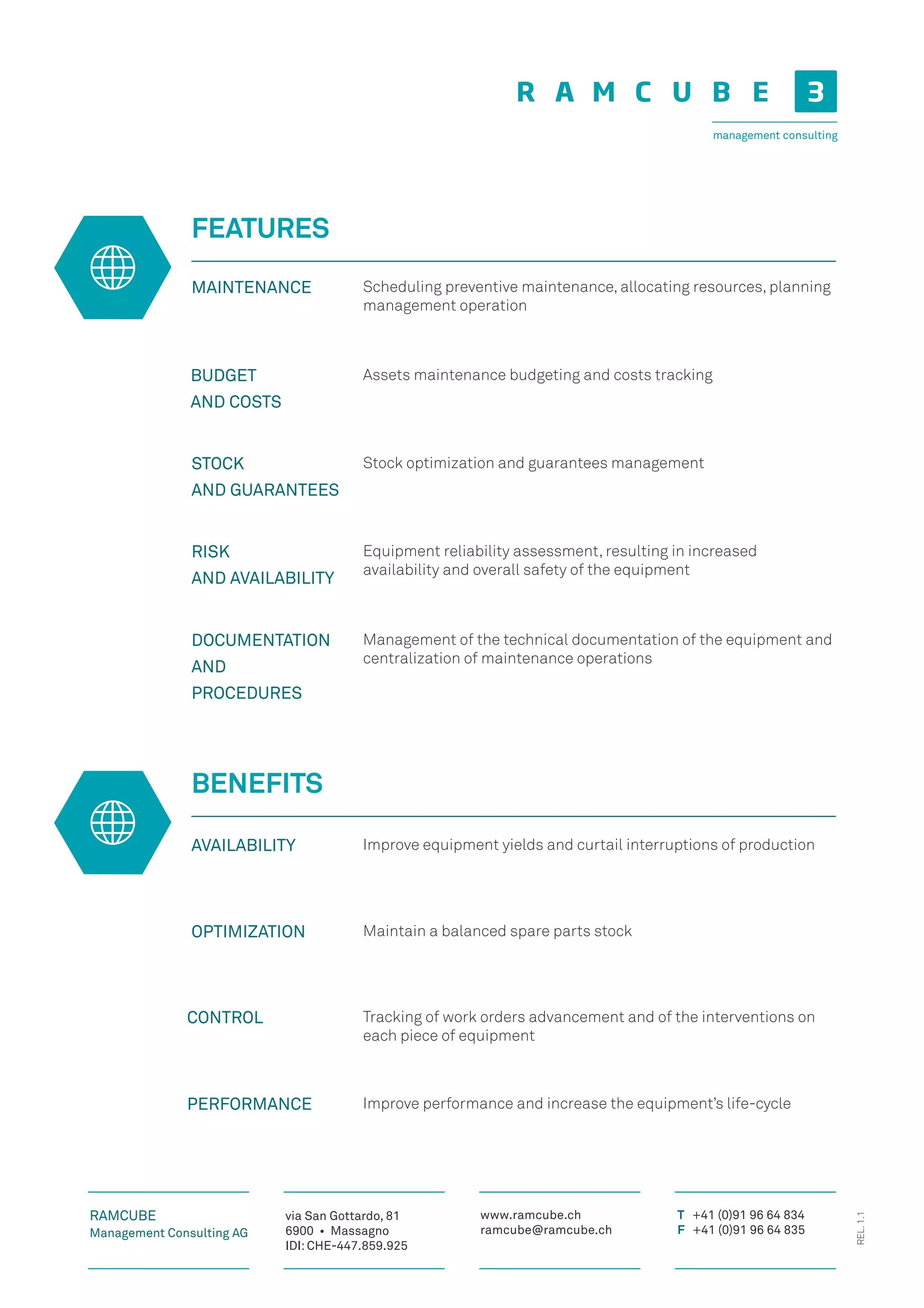 RAMCUBE AG - CMMS software (data sheet) | PDF