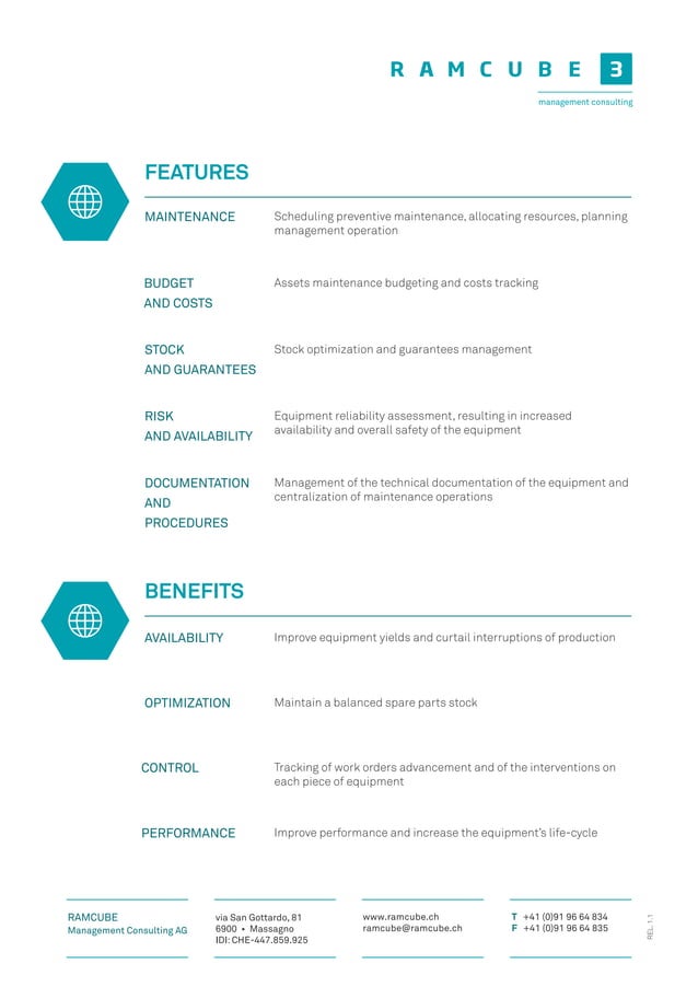 RAMCUBE AG - CMMS software (data sheet) | PDF