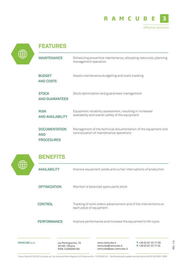 RAMCUBE - CMMS software (data sheet) | PDF