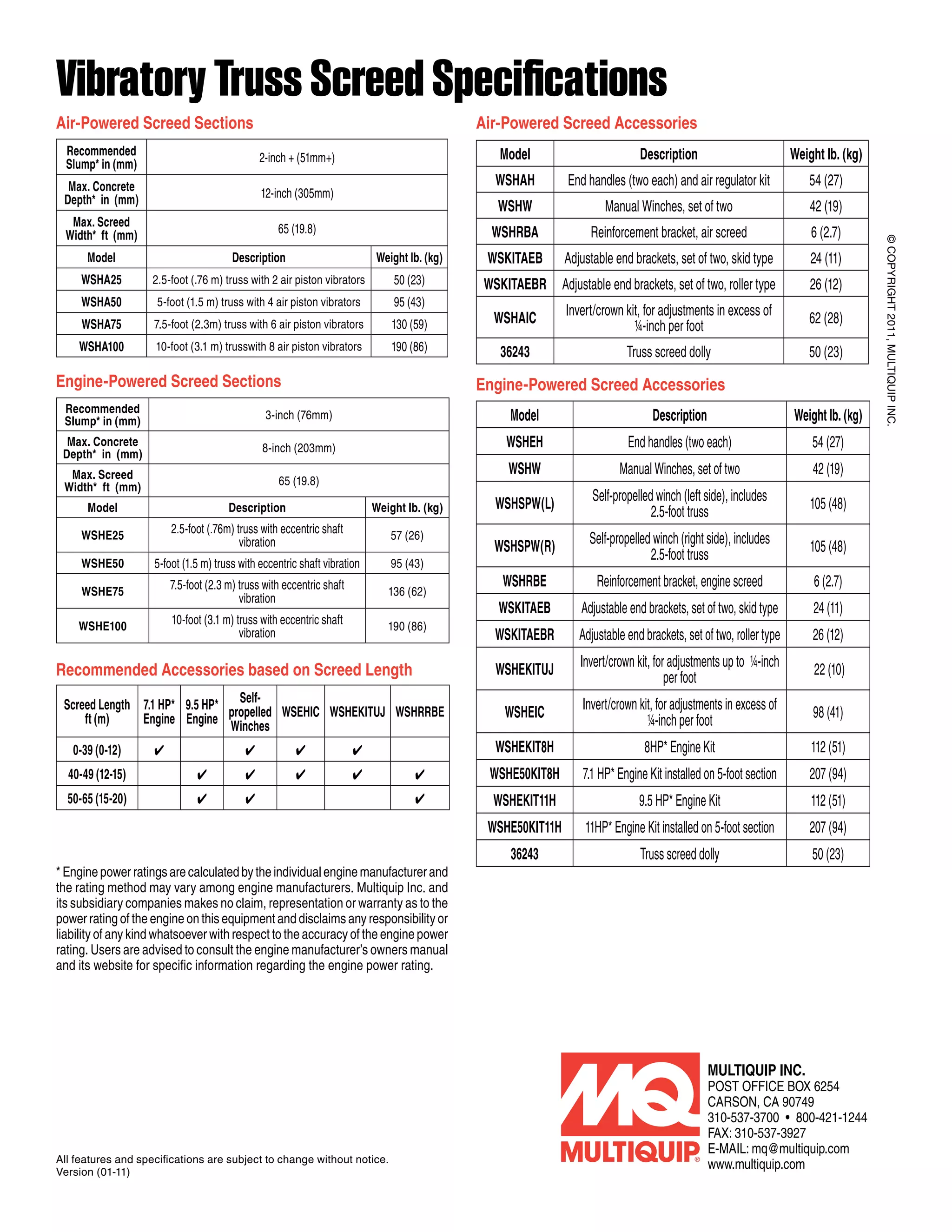 Multiquip Vibratory Truss Screeds | PDF
