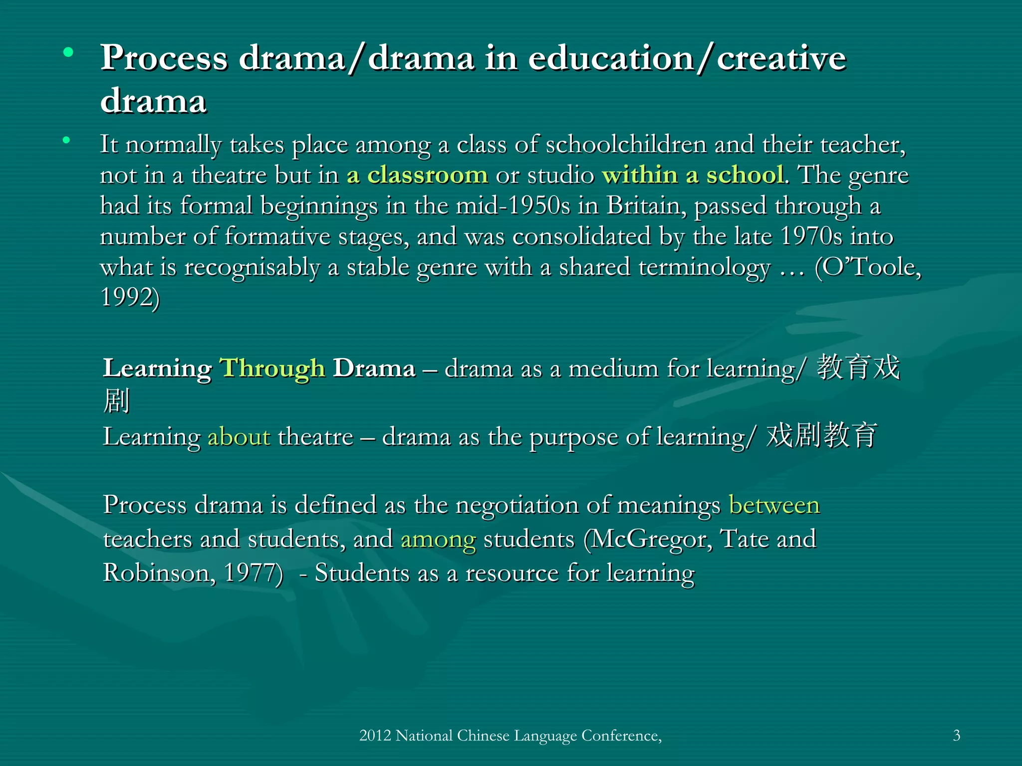 Process drama and chinese language teaching | PPT