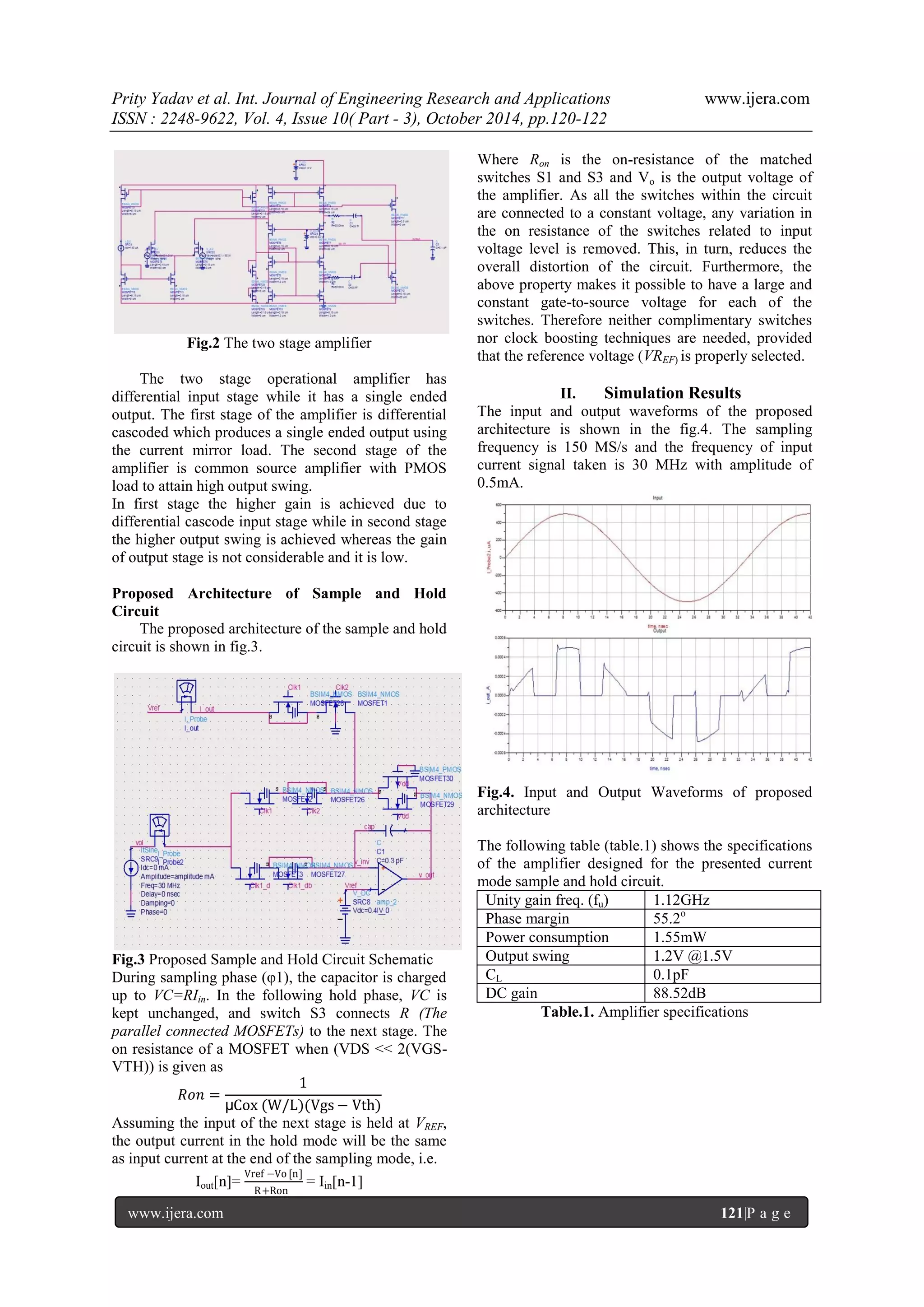 Design of a current Mode Sample and Hold Circuit at sampling rate of 150 MS/s | PDF