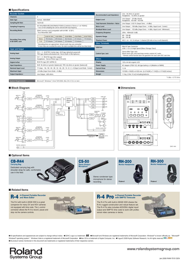 Roland R44 R-44 brochure | PDF